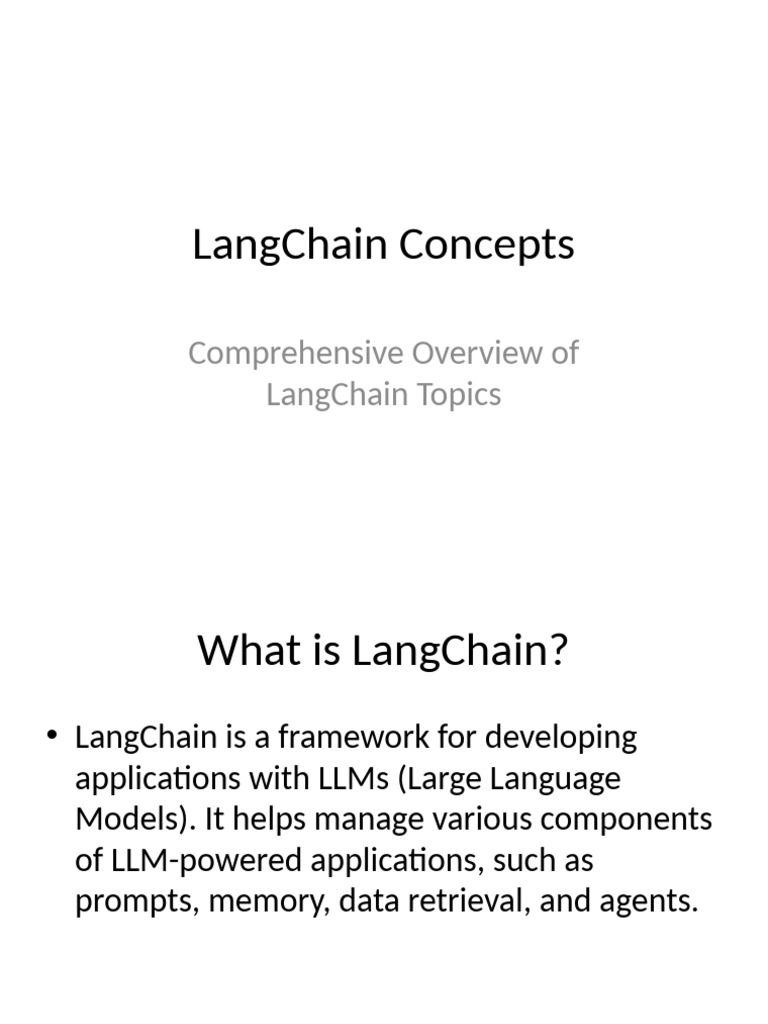 LangChain Concepts Full Presentation | PDF | Databases | Computing