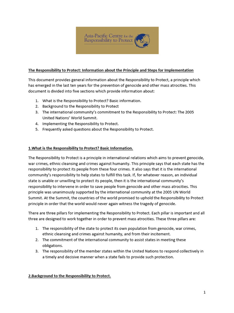 R2P Basic Information English | PDF | Responsibility To Protect ...