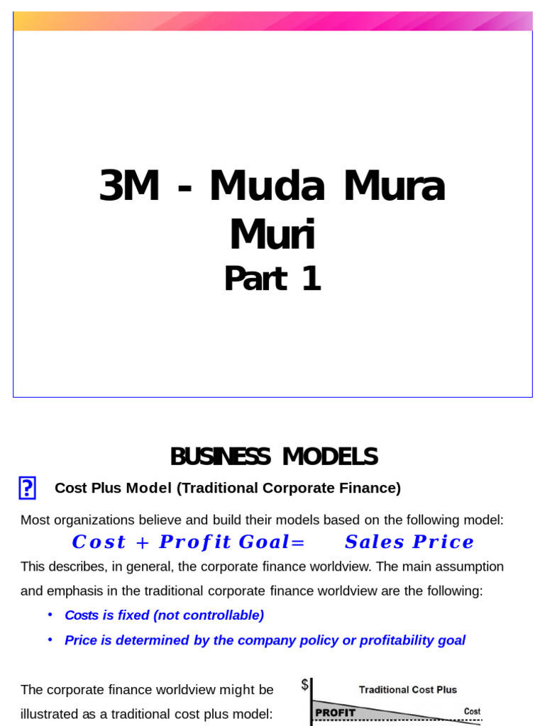 3M Presentation (Muda, Mura and Muri) | PDF | Lean Manufacturing | Cost