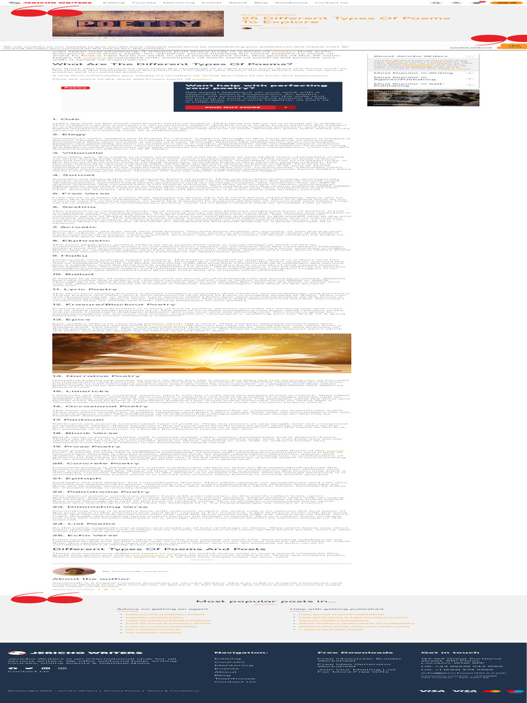 25 Different Types of Poems To Explore - Jericho Writers | PDF | Poetry ...