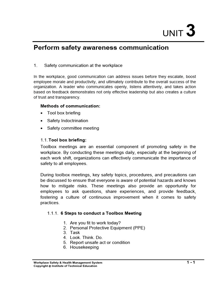 Unit 3_r1 | PDF | Safety | Occupational Safety And Health