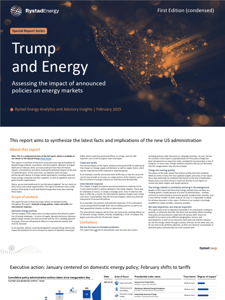 Rystad Energy - Trump and Energy - Condensed Report - First Edition - 25022025 | PDF | Tariff ...