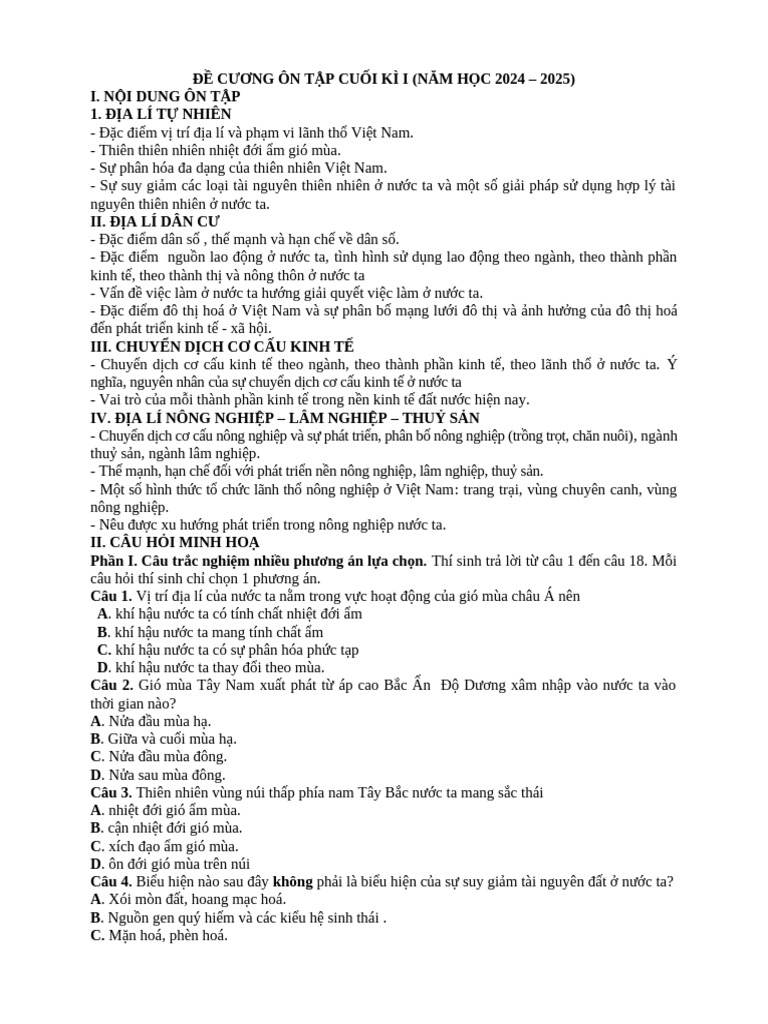 ÔN TẬP CK1 HỌC SINH | PDF