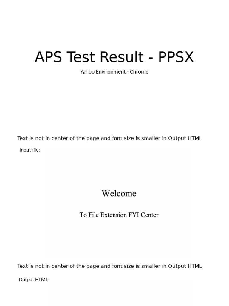 APS Test Results: HTML Output Issues | PDF