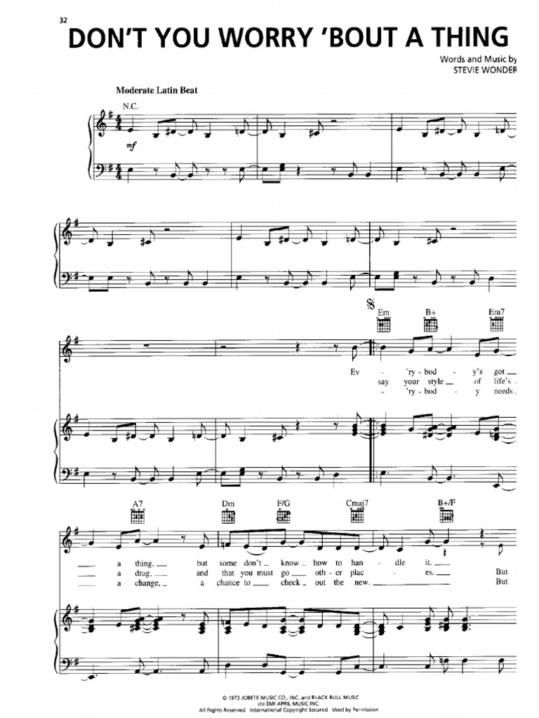 Stevie Wonder - Dont You Worry Bout A Thing | PDF