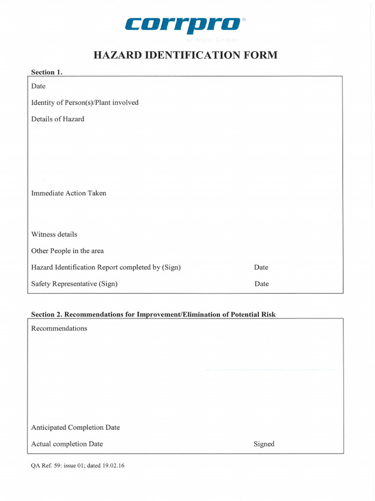 Hazard ID - Blank | PDF