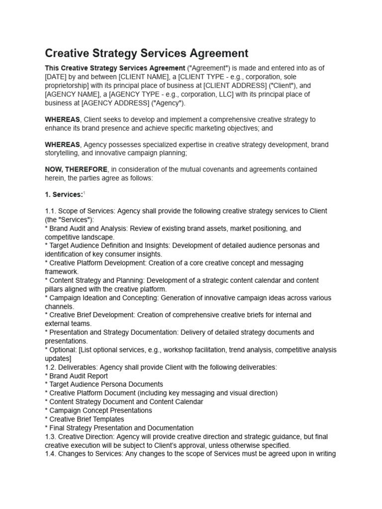 Creative Agency Retainer Agreement | PDF | Indemnity | Private Law