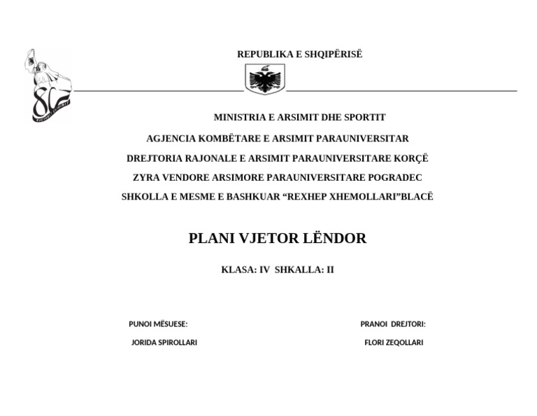 1.koka e Planit Klasa IV | PDF