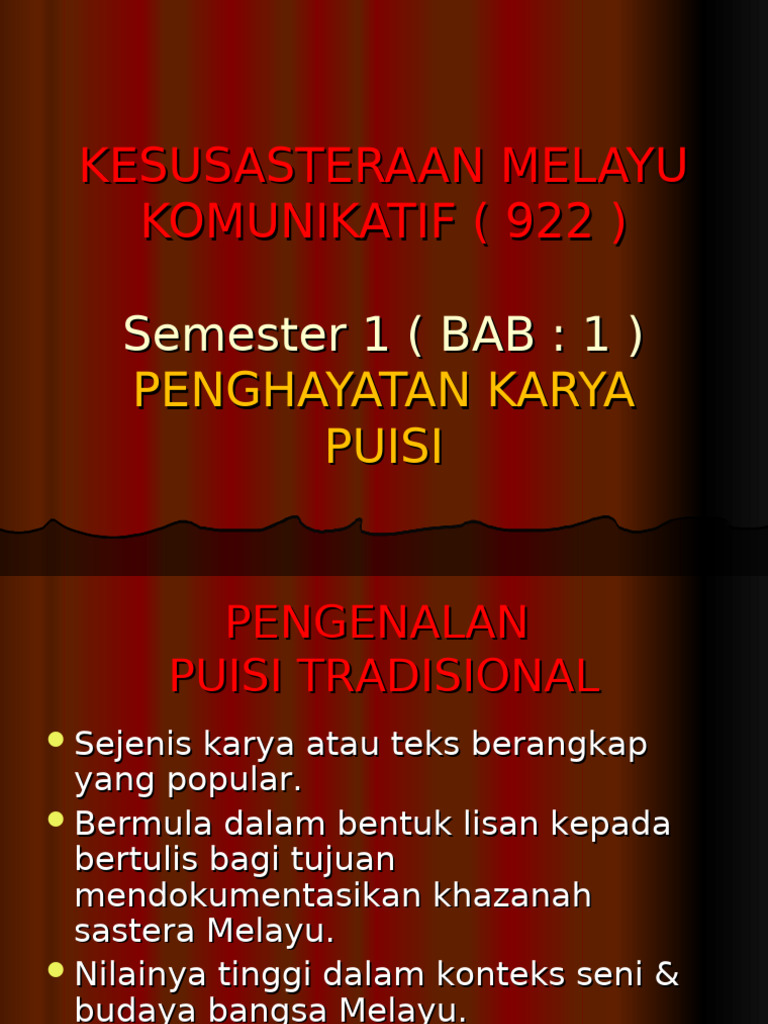 1. KMK Sem 1 Pengenalan Puisi & Pantun Budi | PDF