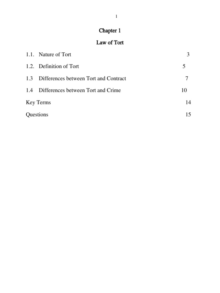 Chapter 1 Tort | PDF