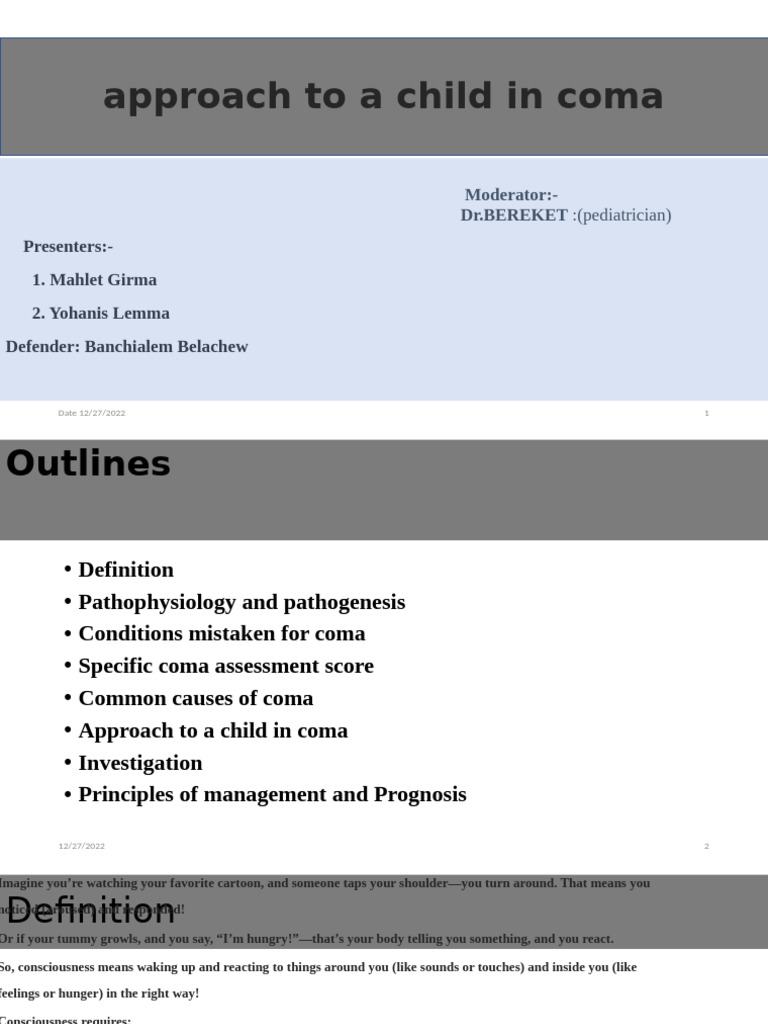 Seimnar On Approach Rewrite | PDF | Coma | Anatomical Terms Of Motion