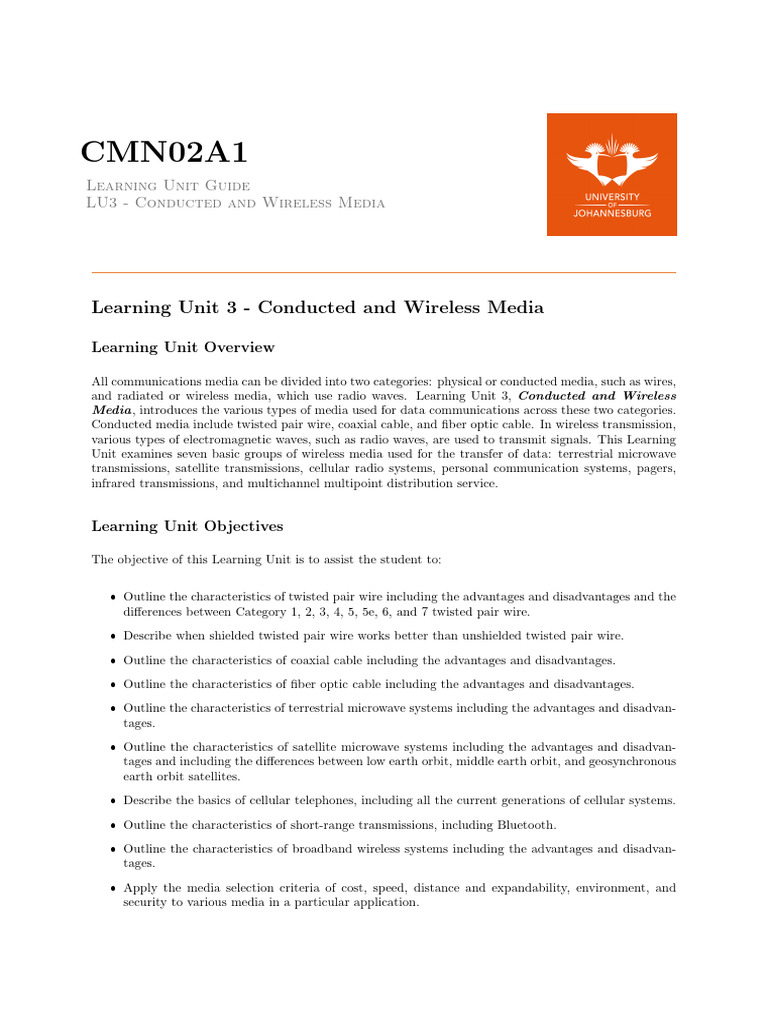 CMN02A1 - Learning Unit 3 - Learning Unit Guide v1.0 | PDF ...