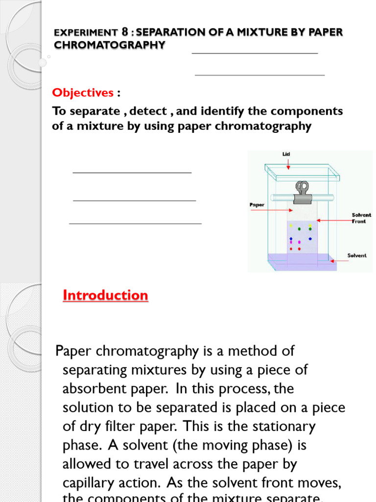 Paper Chromatography Mixture Separation | PDF | Chemistry | Chemical ...