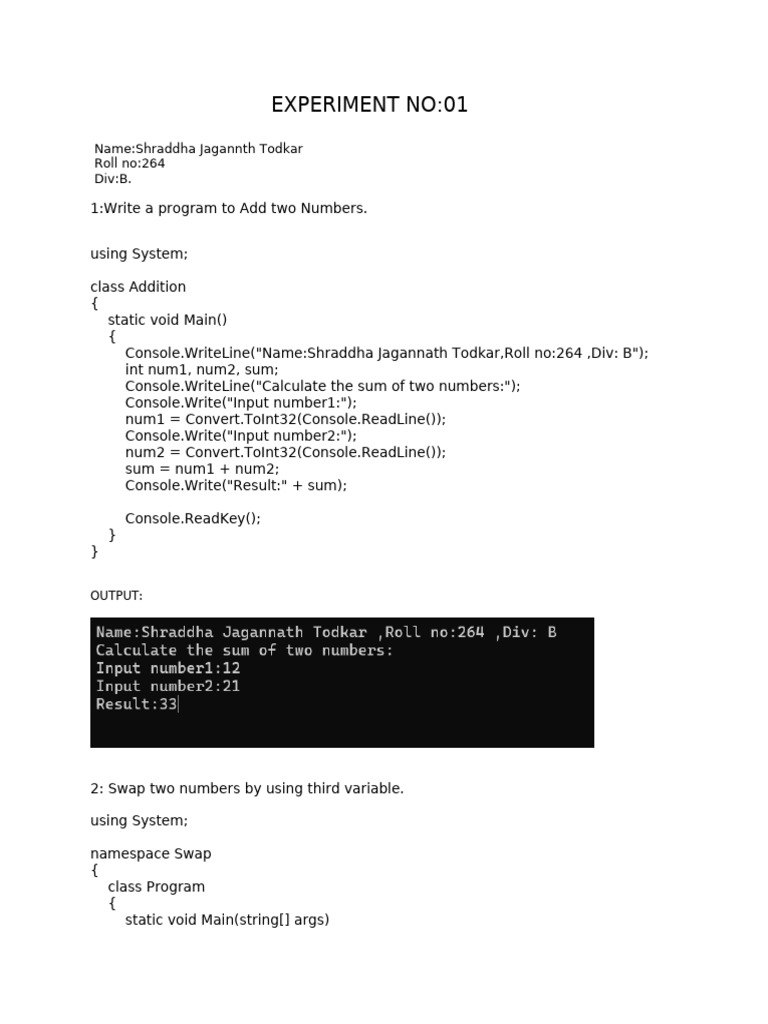 Experiment No 2 | PDF | Namespace | Computer Programming