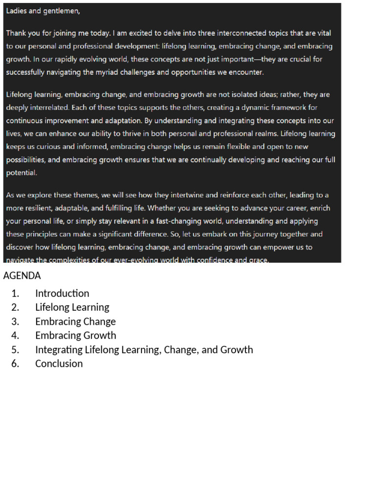 Ted Talk Script Lifelong Learning | PDF | Learning | Mindset