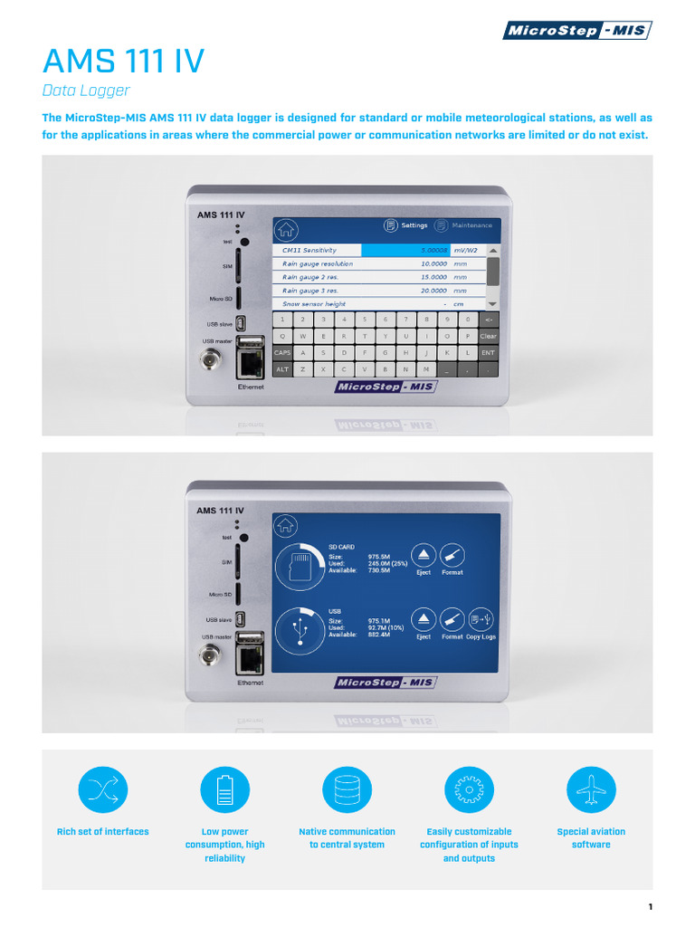 MicroStep-MIS AMS 111 IV Data Logger | PDF | Usb | Modem