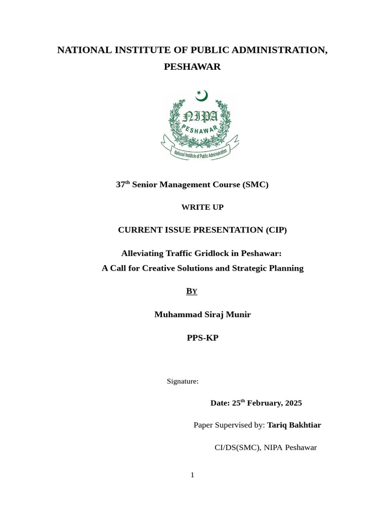 Updated CIP Siraj Munir | PDF | Traffic Congestion | Traffic