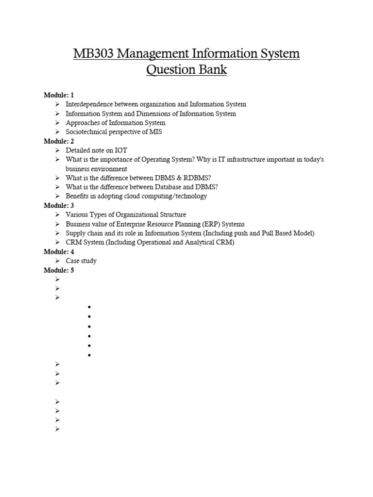 MIS Question Bank | PDF