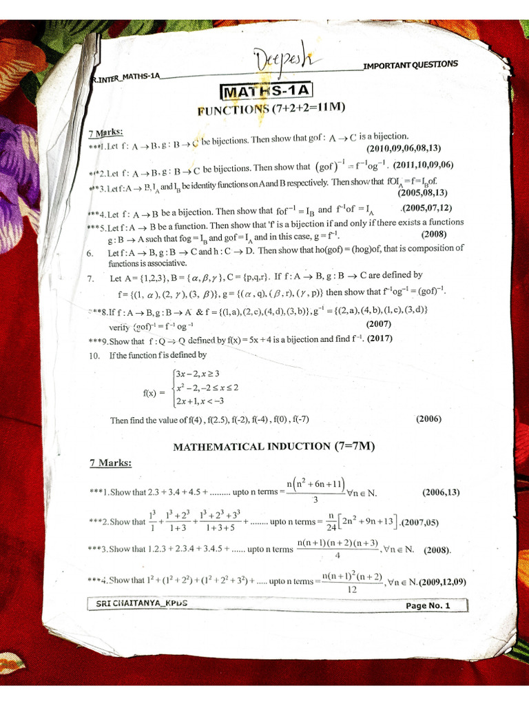 Ts Math 1A Imp Question | PDF