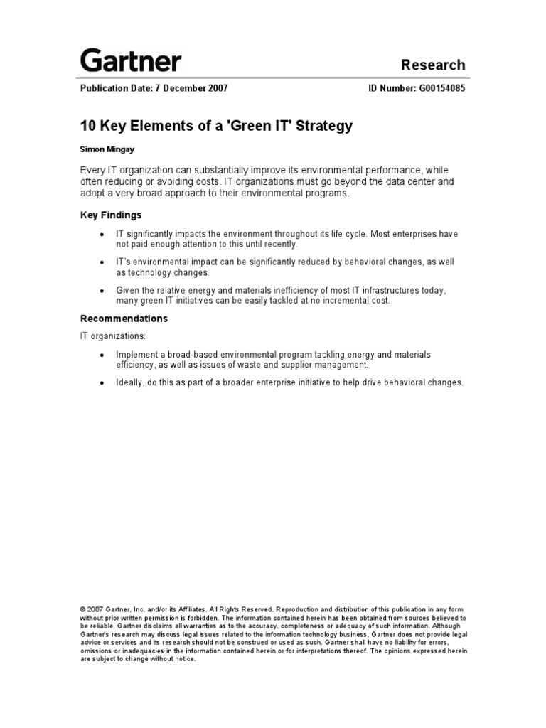 10 Elements of Effective Green IT Strategy | PDF | Data Center ...