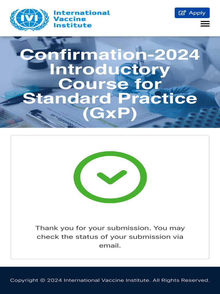 Confirmation-2024 Introductory Course for Standard Practice (GxP) – GTH-B | PDF