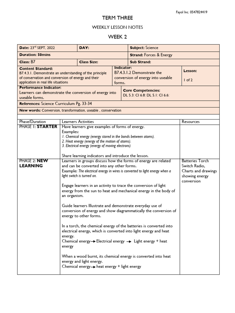 Basic 7 Term 3 Week 2 Science | PDF | Energy Conservation | Chemistry
