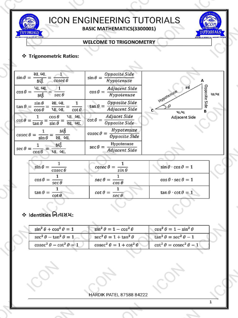 Trigonometry Formuls Icon | PDF