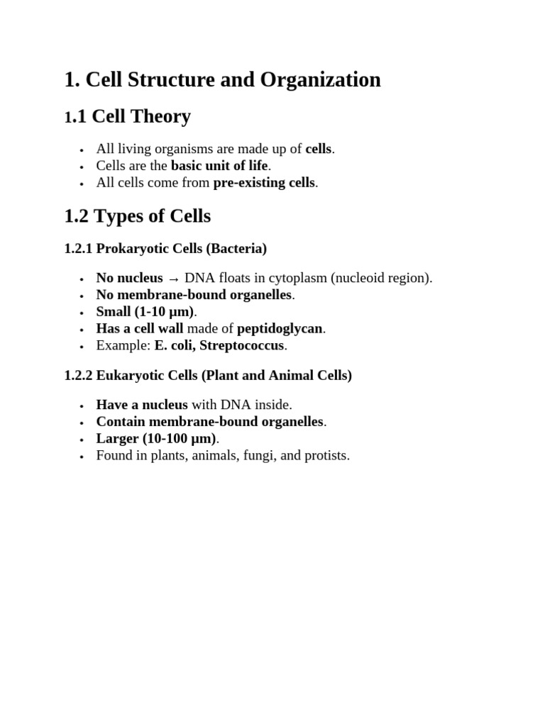 Cell Structure and Organization | PDF