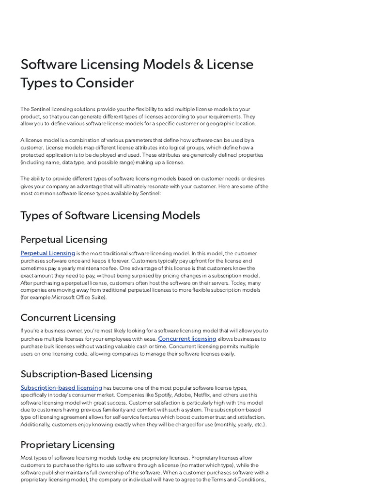 Juro - Software Licensing Models & License Types To Consider (Jan, 101) | PDF | Software | License