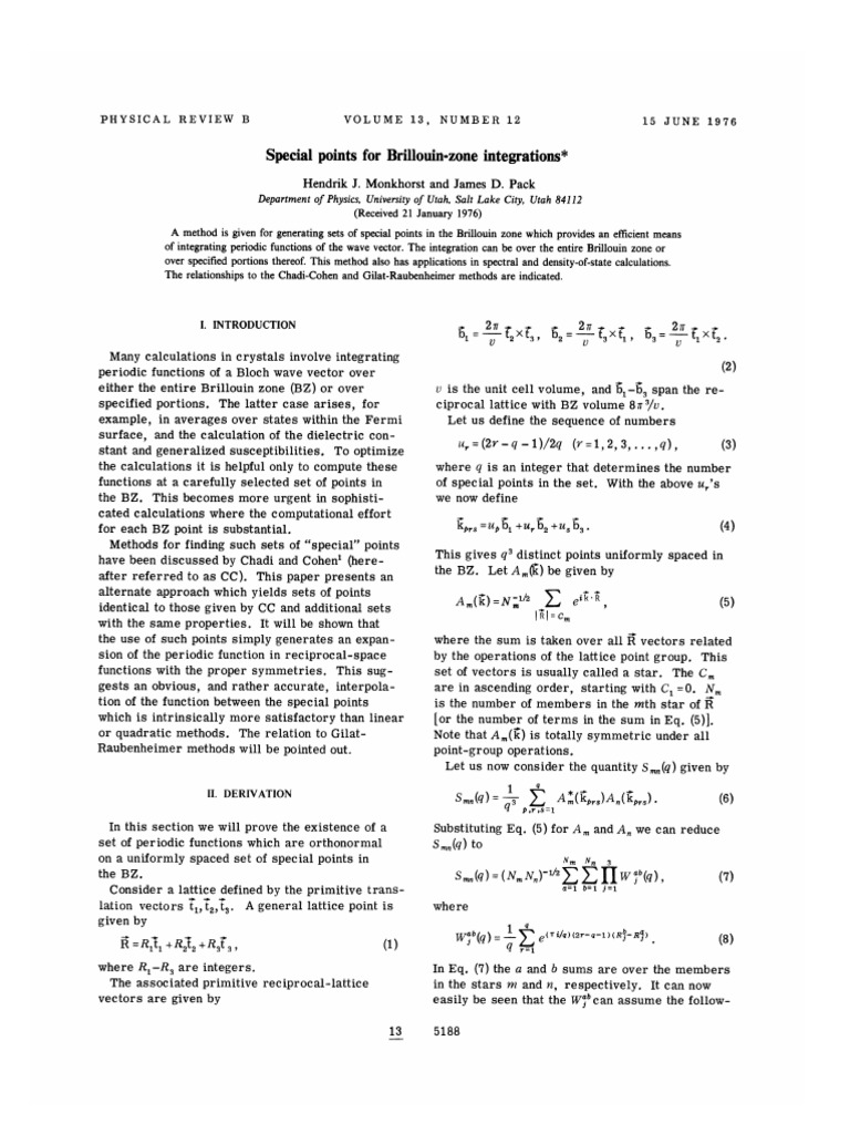 Monkhorst-Pack | PDF