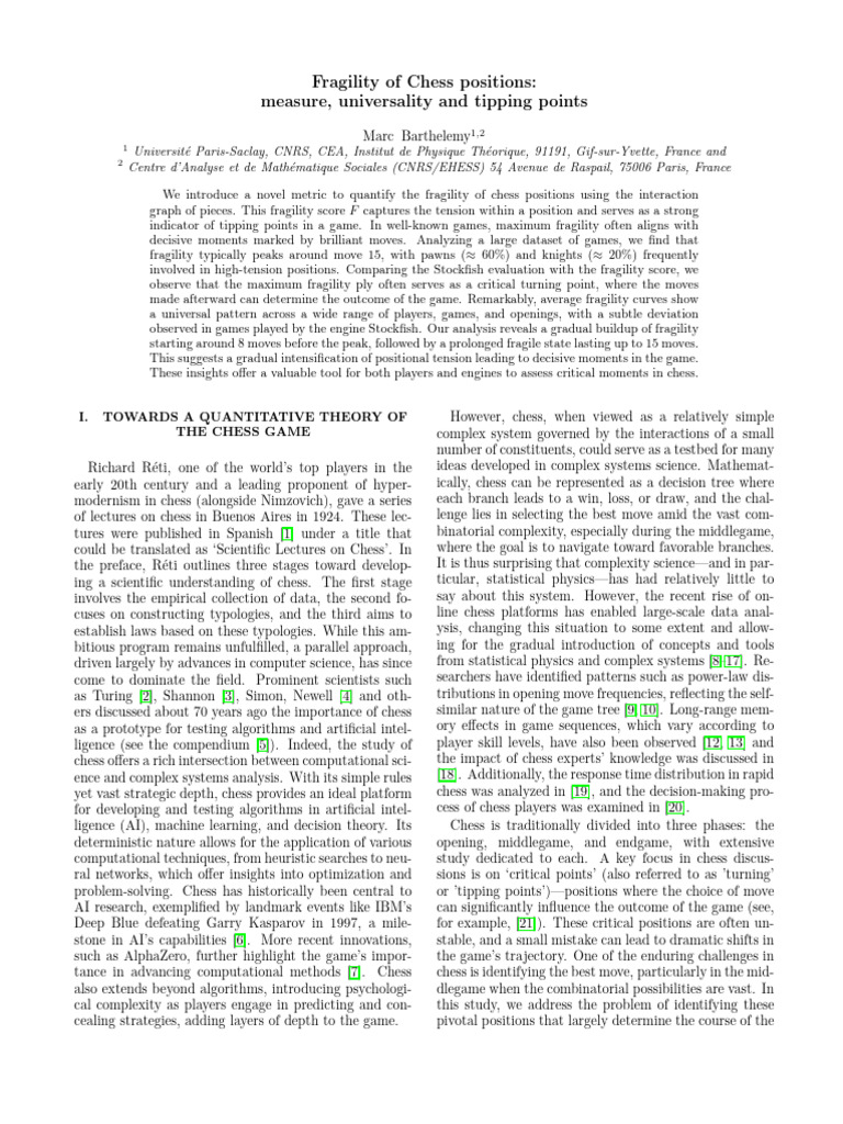 Chess Position Fragility Analysis | PDF | Chess