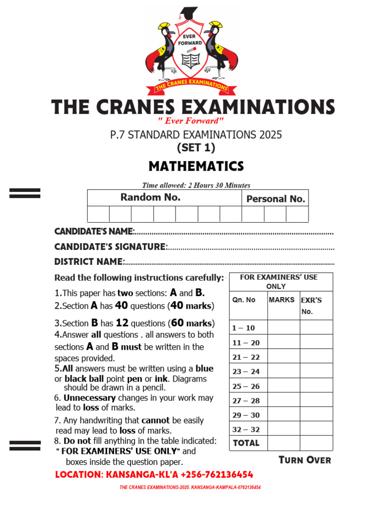 MTC Set 1 - The Cranes-2025 | PDF | Numbers | Mathematics