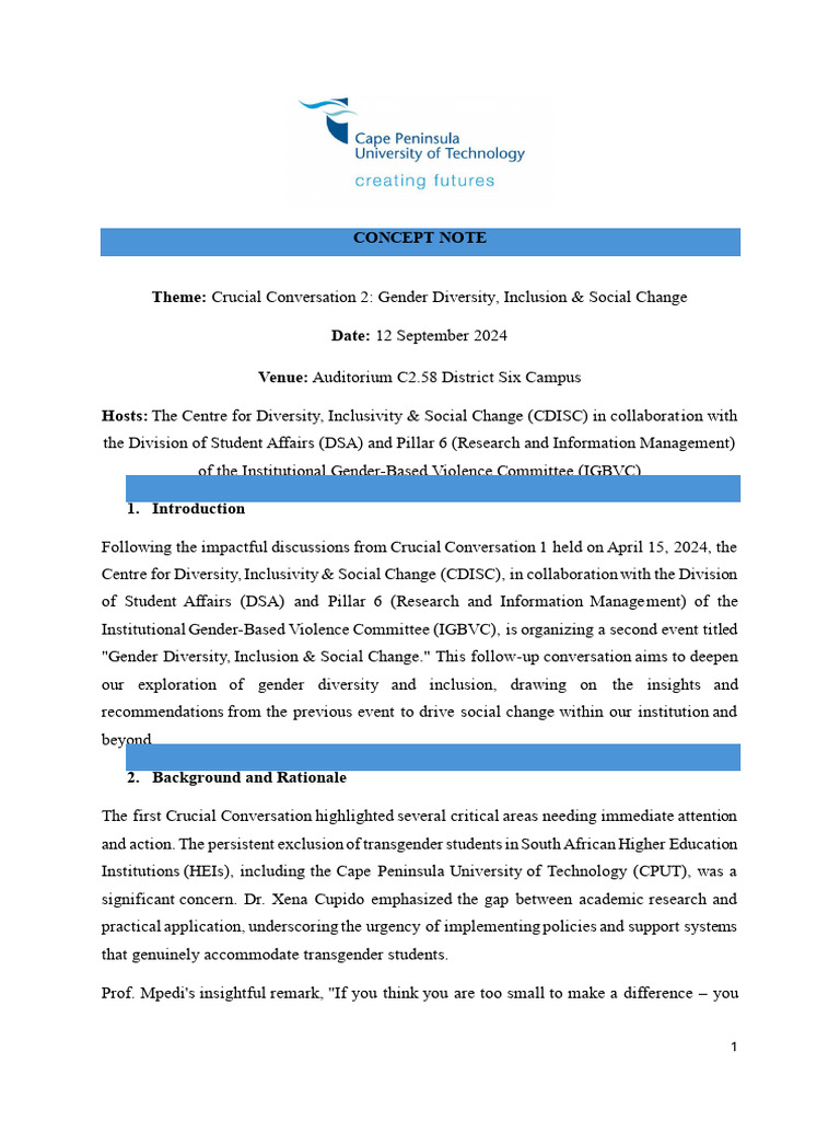 Concept Note - Crucial Conversation 2 - Updated | PDF