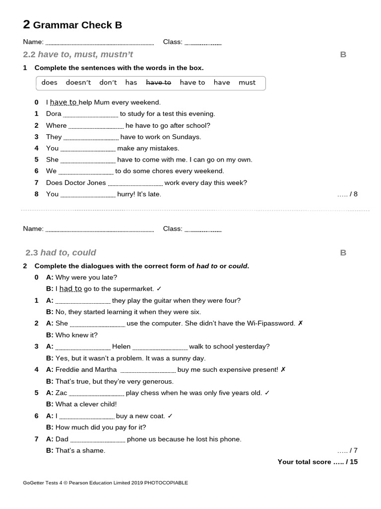 Grammar Check 2B | PDF