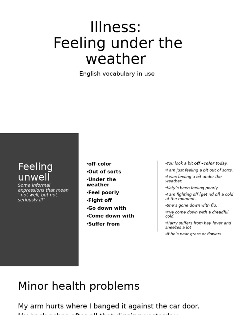 Illness Vocabulary and Expressions | PDF