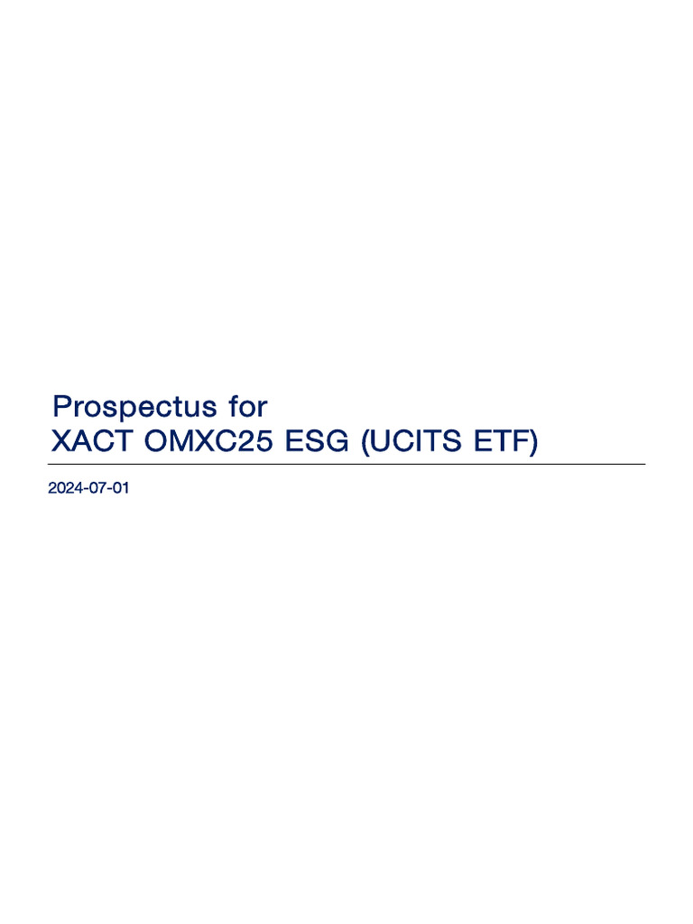 XACT OMXC25 ESG UCITS ETF Prospectus | PDF | Valuation (Finance ...