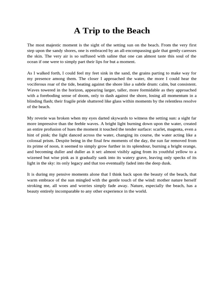 A Trip To The Beach - Descriptive | PDF