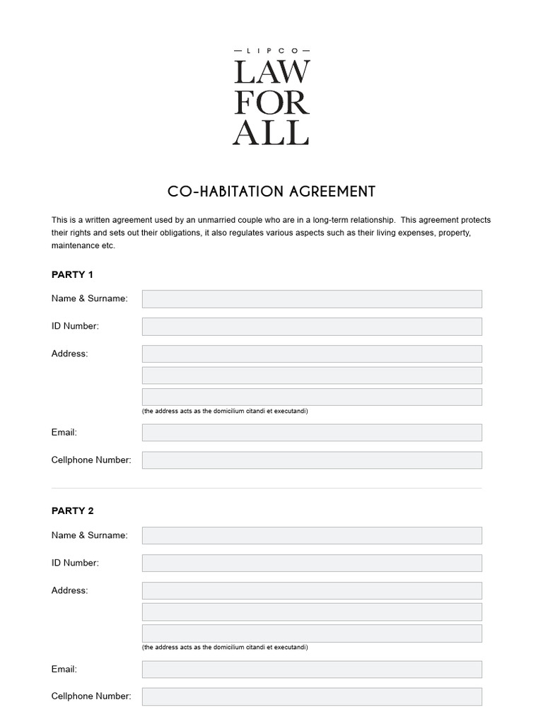 Co Habitation Agreement | PDF | Partnership | Marriage