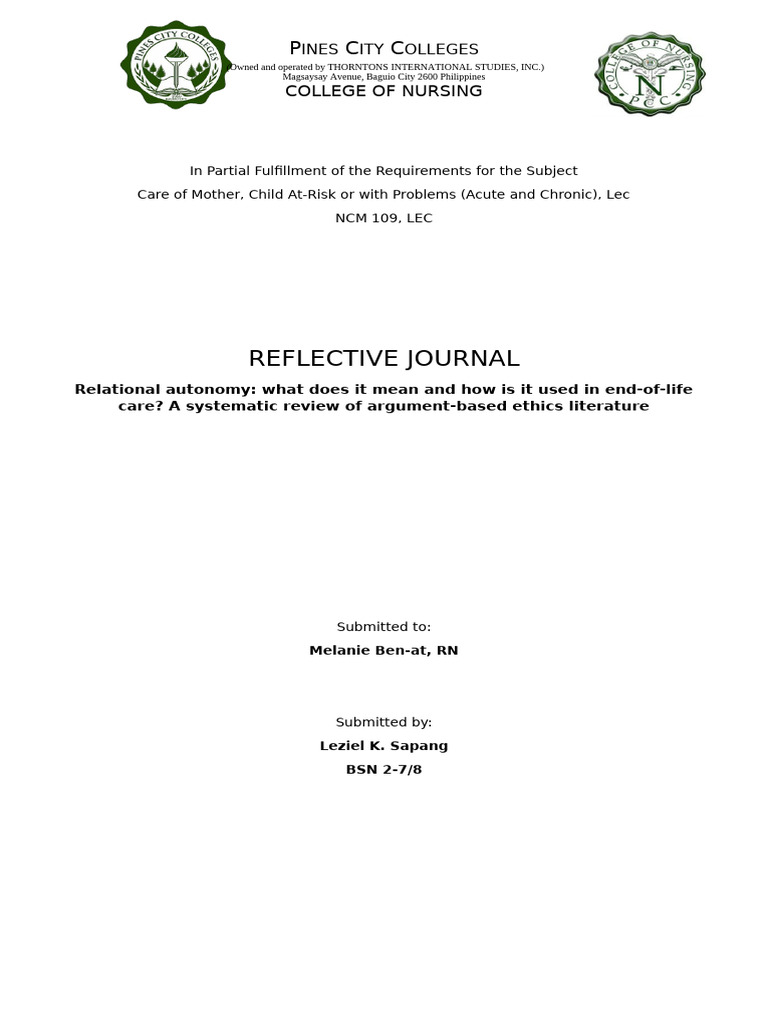 Relational Autonomy in End-of-Life Care | PDF | Autonomy | Nursing