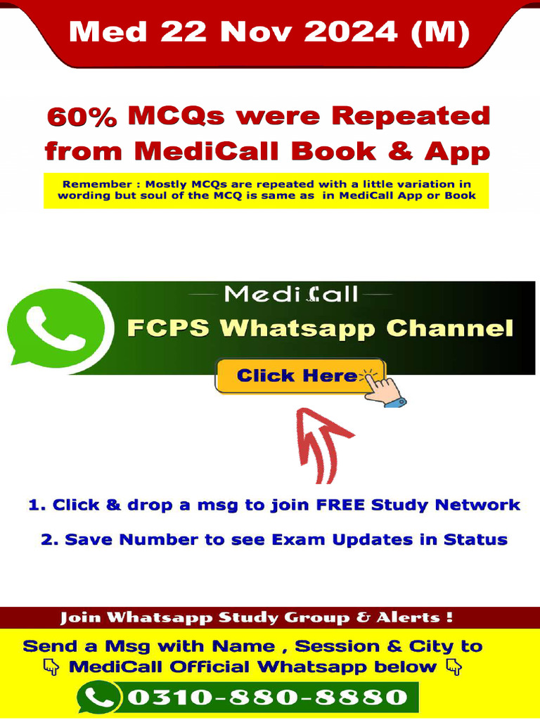FCPS Part 1 Paper - Med 22 Nov 2024 (M) - 1 | PDF