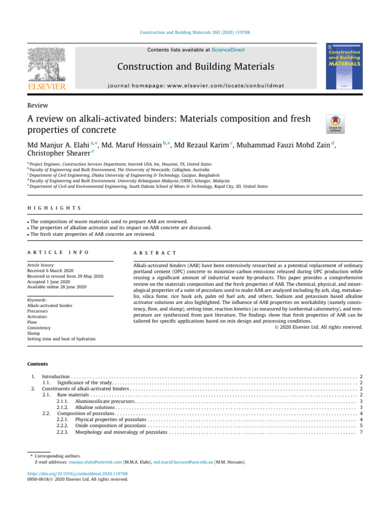 1 s2.0 S0950061820317931 Main | PDF | Cement | Concrete