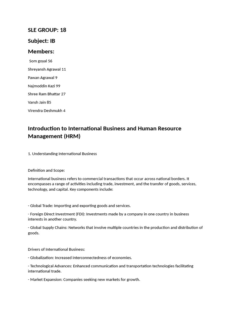 IB Assignment Group 18 | PDF | Human Resource Management | Cross ...