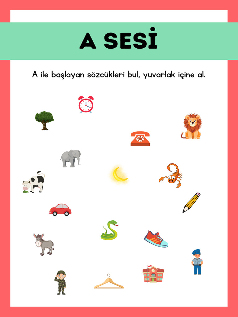 A Ile Başlayan Sözcükleri Bul Yuvarlak Içine Al.-2 | PDF