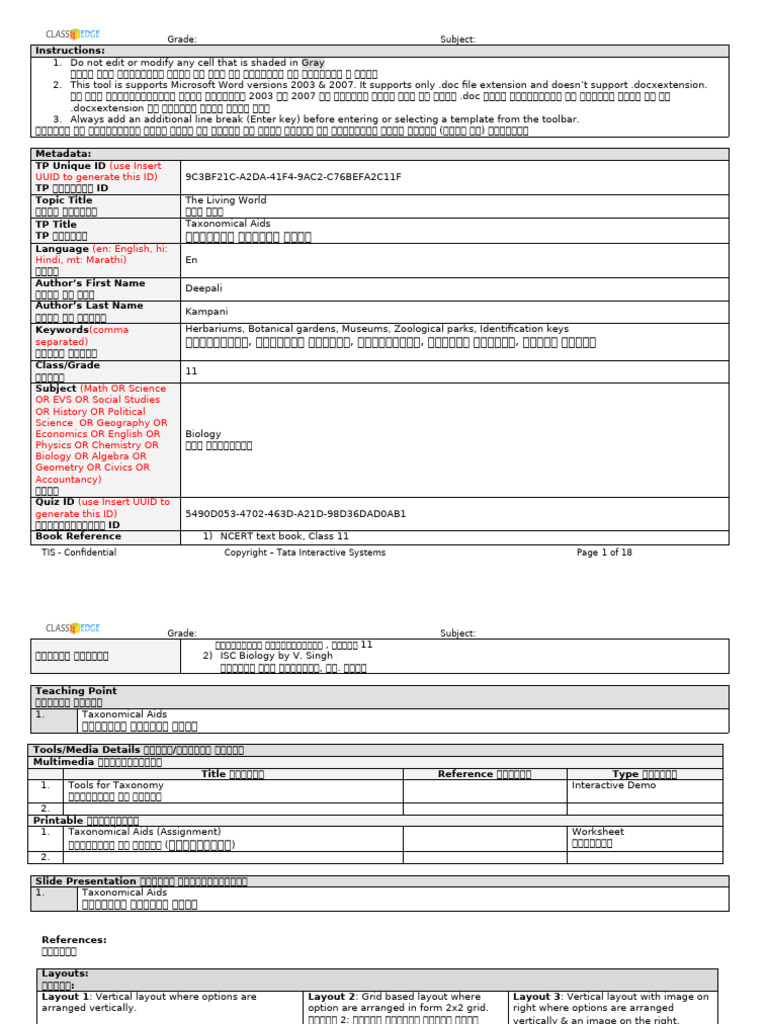 BIO - CL11 - T02 - TP006 - Taxonomical Aids | PDF