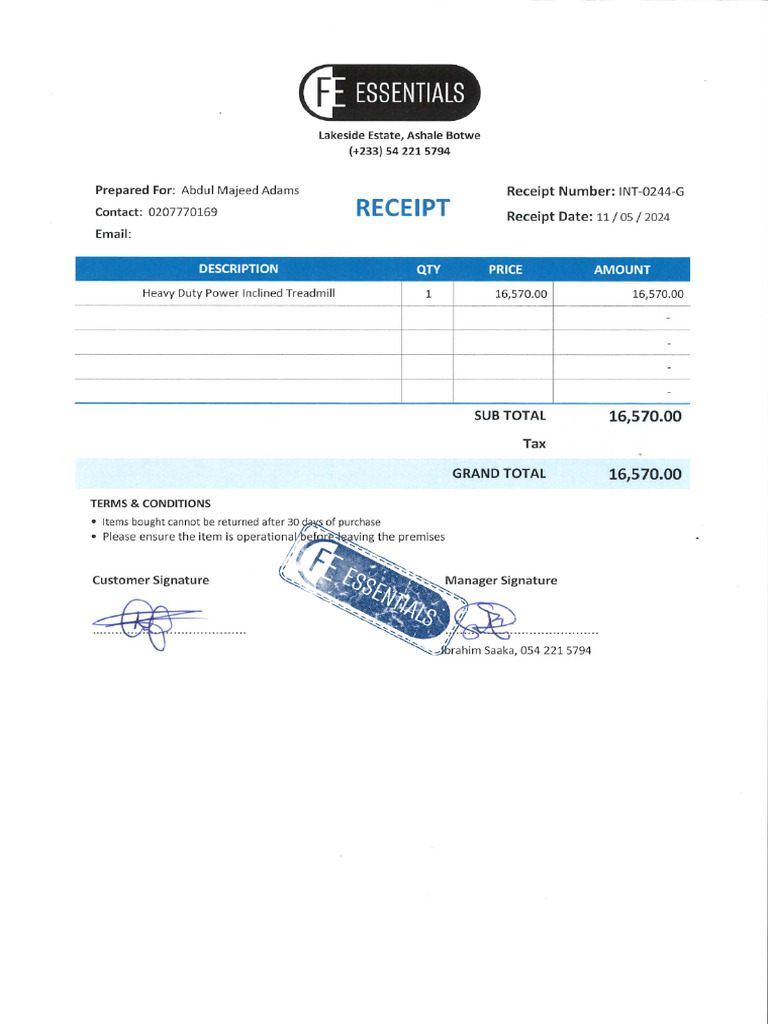 Abdul-Majeed Gym Receipt | PDF