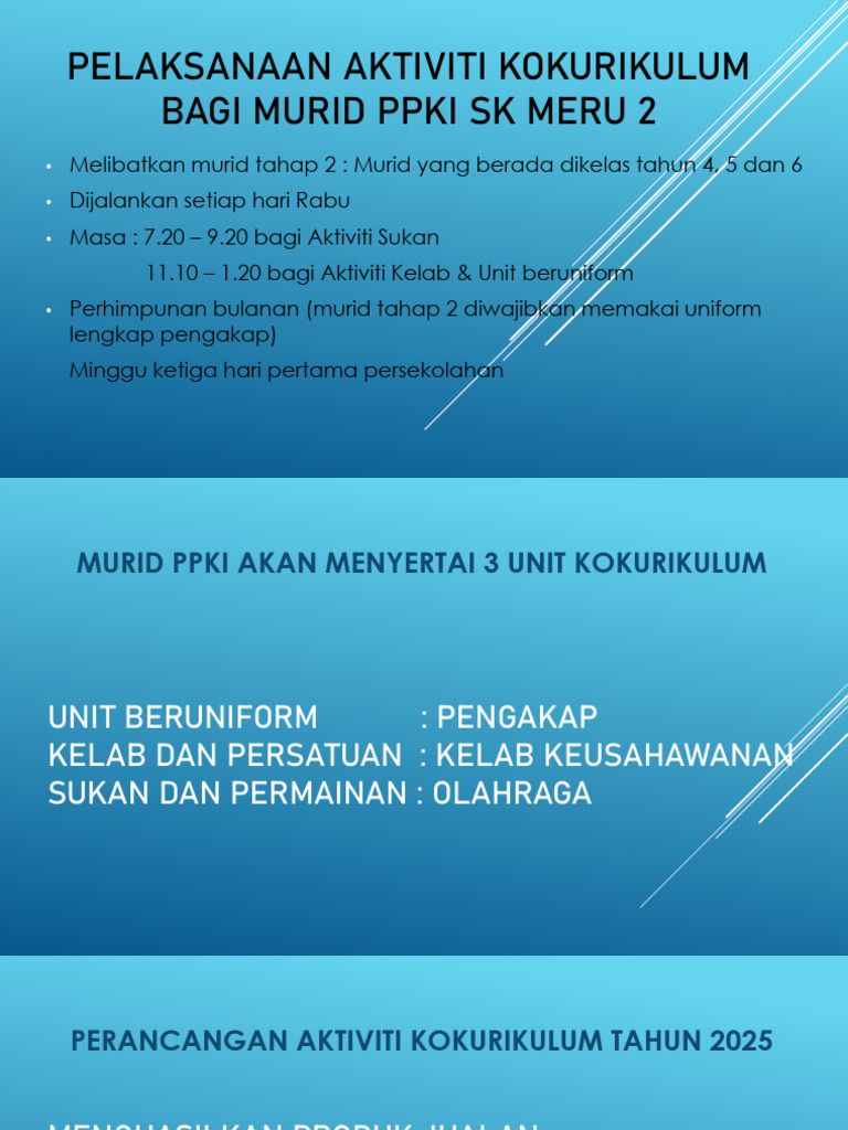 PELAKSANAAN AKTIVITI KOKURIKULUM BAGI MURID PPKI SK MERU | PDF