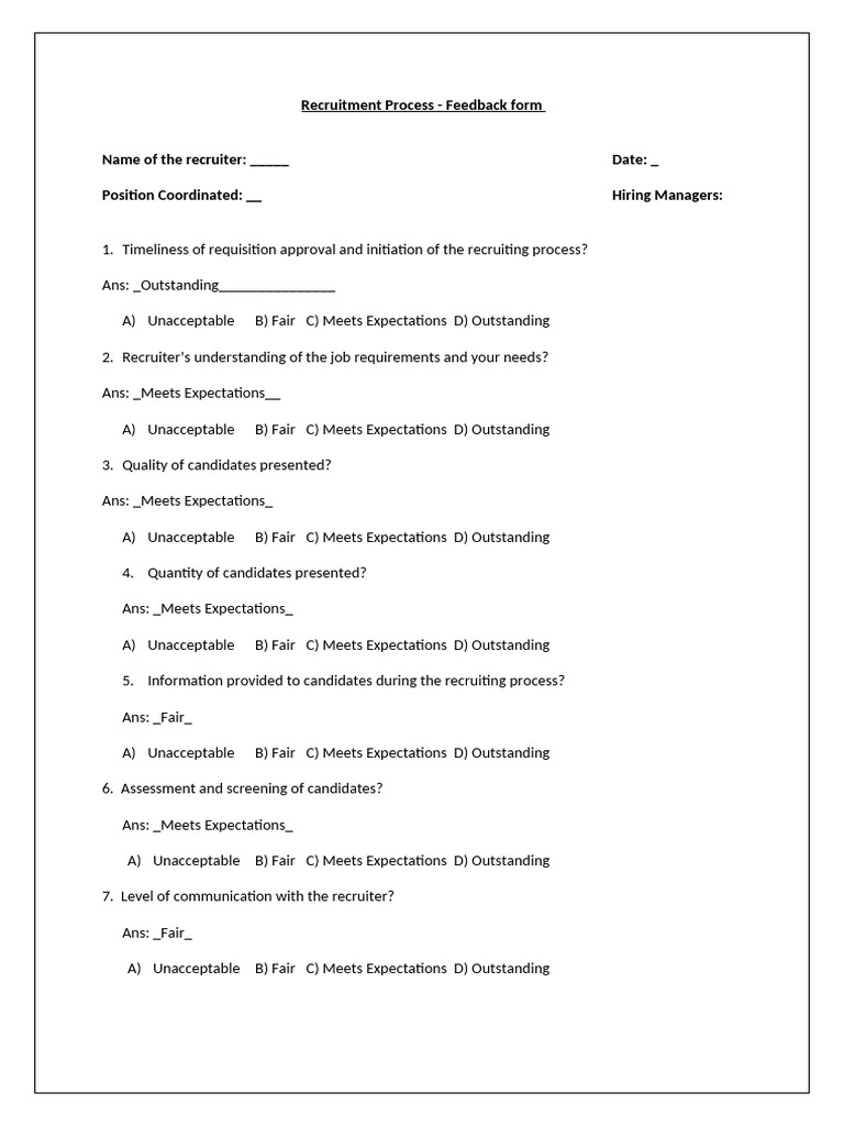 Recruiting Survey - Hiring Manager Feedback (1) | PDF