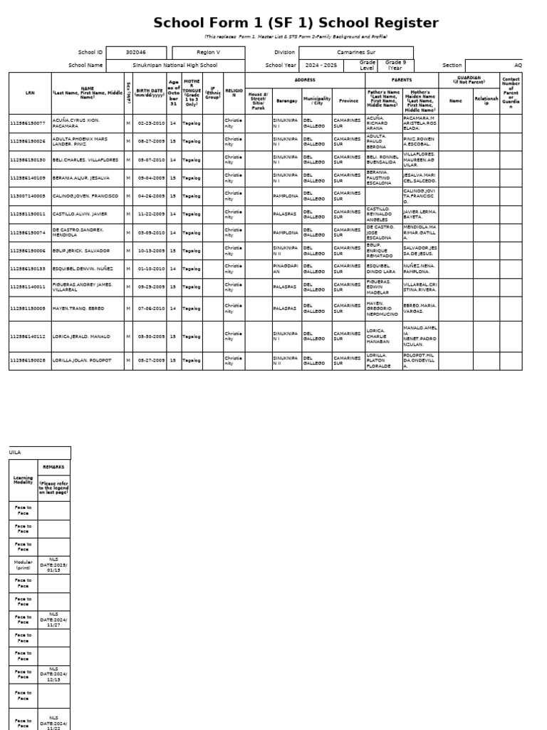 Sf1 2024 Grade 9 Year III Aquila | PDF | Linguistics | Languages Of Southeast Asia