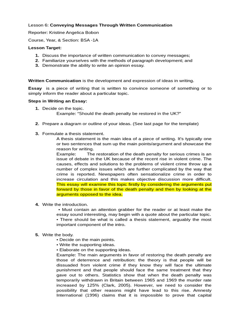 LESSON 6_ Conveying Messages Through Written Communication | PDF ...