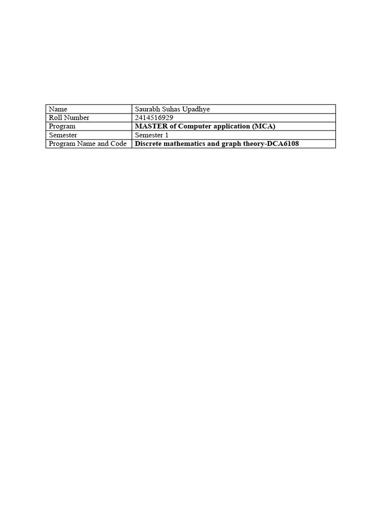 Discrete Math & Graph Theory Solutions | PDF | Vertex (Graph Theory ...
